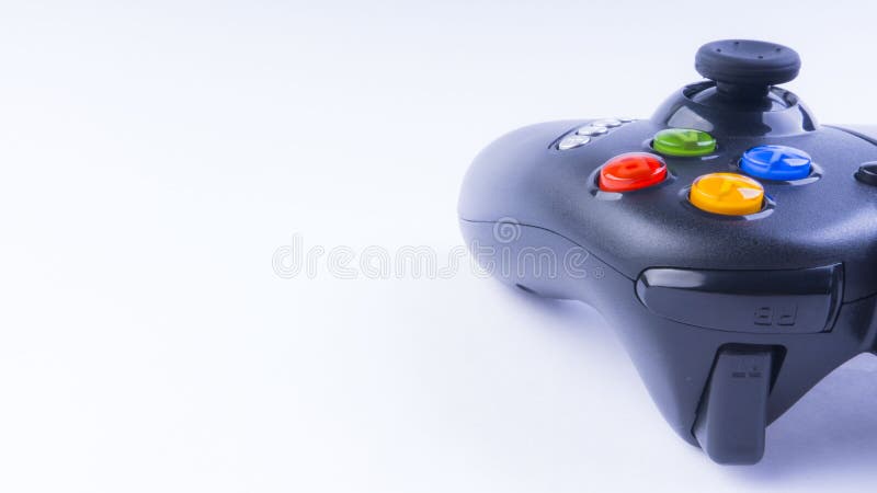 Closeup of Black Game Controller Isolated on White Background Stock ...