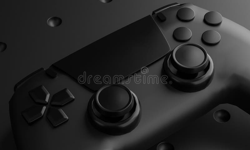 Closeup Black Joystick Background 3D Rendering Stock Illustration ...