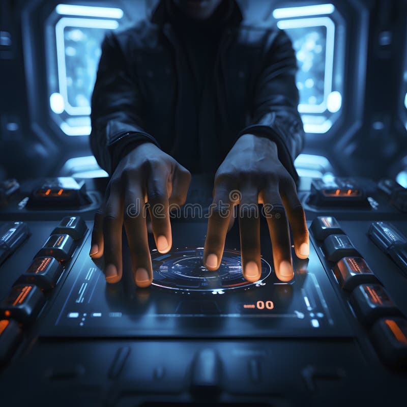Black Man Touches Virtual Controller, AI Generated Stock Illustration ...