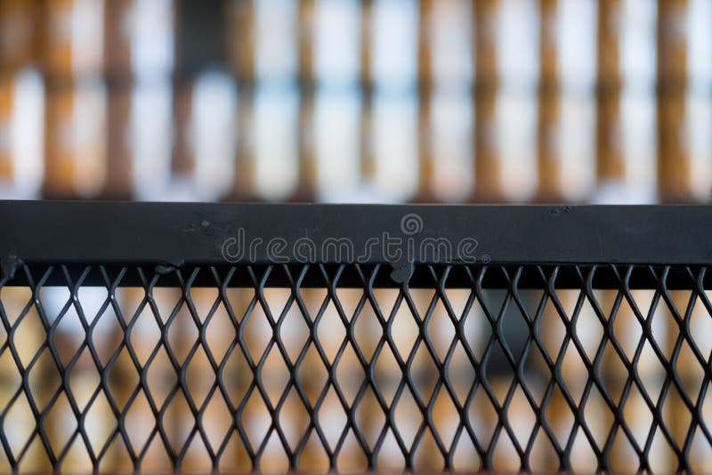 Closeup of Black Metal Netting Wire Mesh Fence Stock Photo - Image of ...