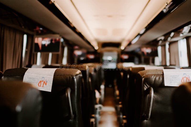 Closeup of Black Seats in the Bus Stock Image - Image of close ...