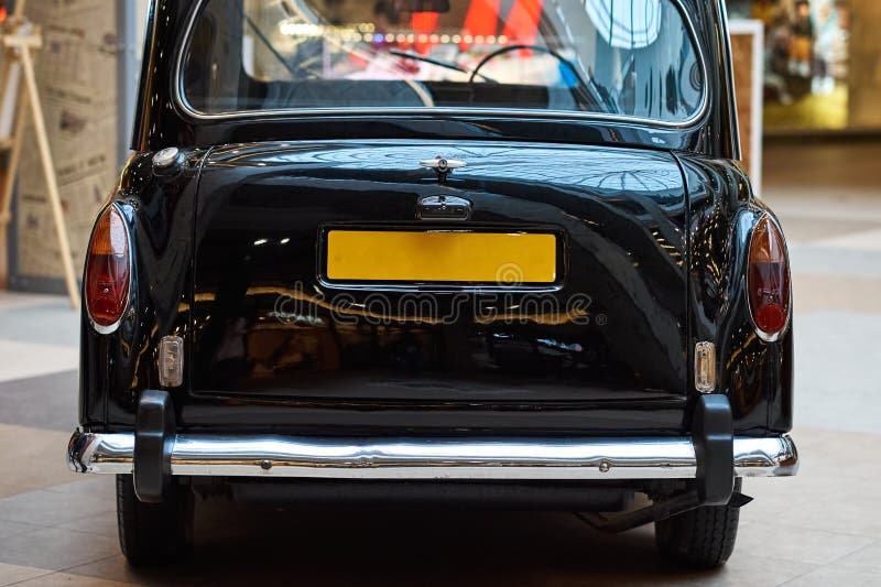 Closeup of a Black Vintage Car. Back View Part of Retro Car Stock Photo ...