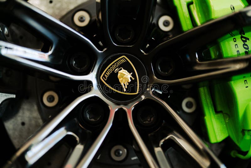 Closeup of a Black Wheel of a Lamborghini Editorial Photo - Image of ...