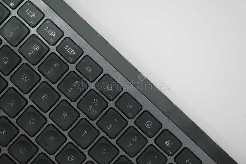 Closeup of a Black Wireless Bluetooth Keyboard Isolated on White ...