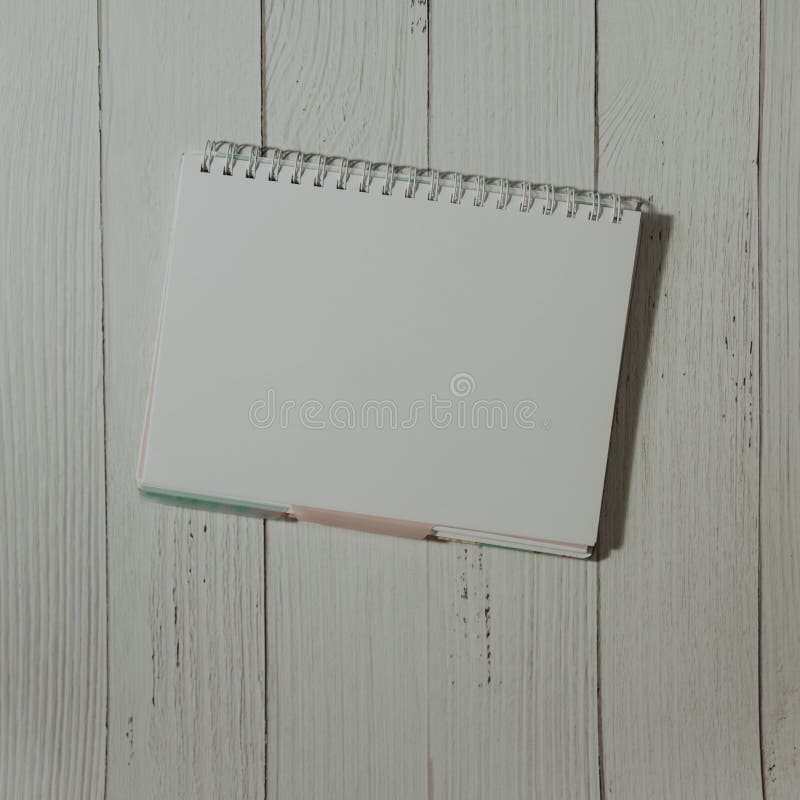 Closeup Blank Notebook on Wooden Background, Top View. Stock Image ...