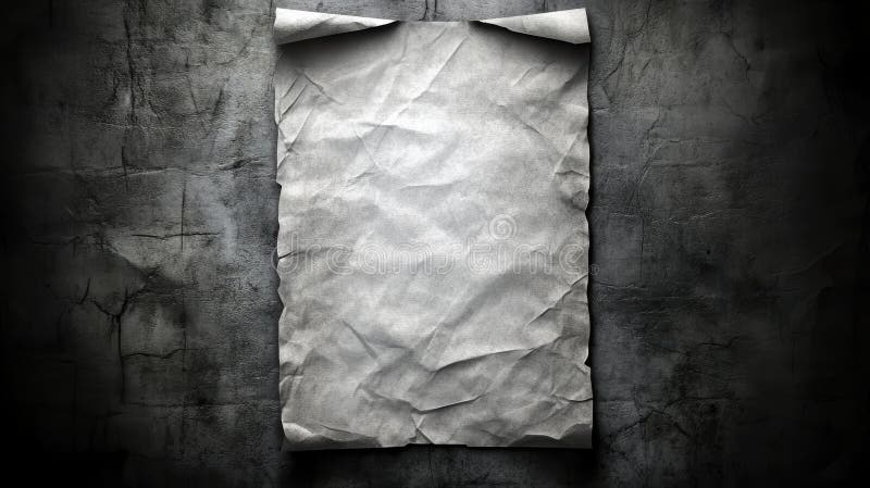 Closeup of a Blank Paper Sheet Attached To Textured Wall, Minimalist ...