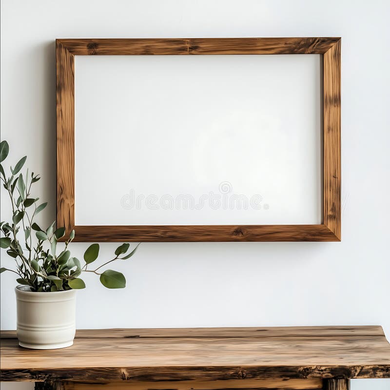 Closeup of a Blank Rectangular Horizontal Wooden Frame in Front of a ...