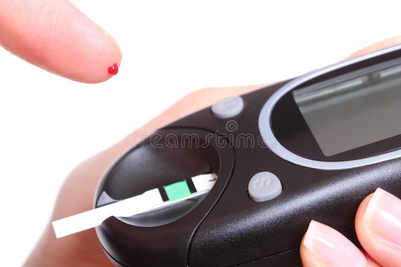 Closeup of Blood Glucose Meter and Finger Stock Image - Image of test ...