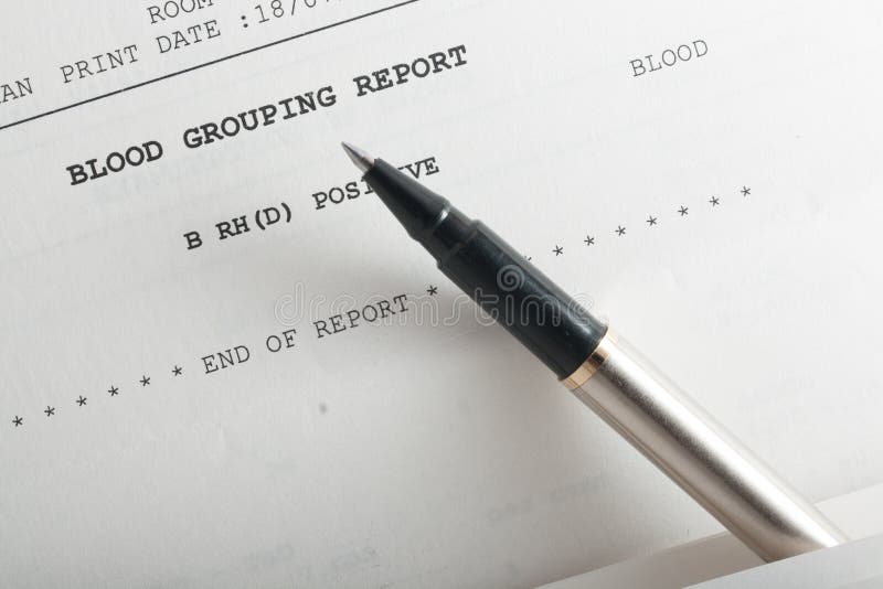 Closeup of Blood Grouping Medical Report Stock Image - Image of ...
