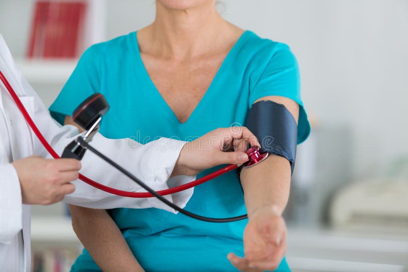 Closeup Blood Pressure Test on Woman Stock Image - Image of gauge ...