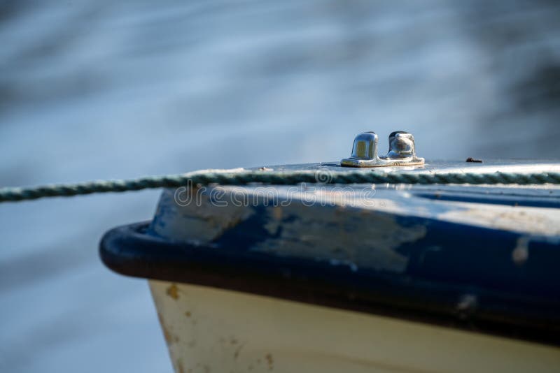 Closeup of a Blue Boat Front Stock Image - Image of water, material ...
