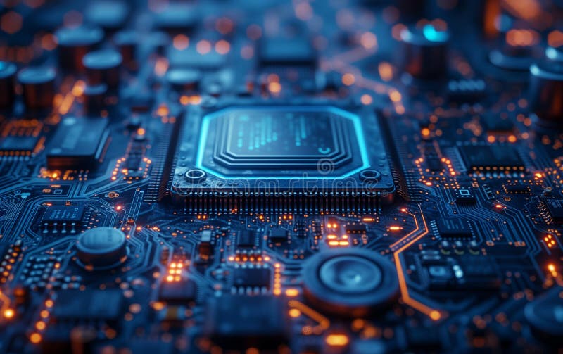 Closeup of a Blue Circuit Component on a Motherboard Stock Image ...