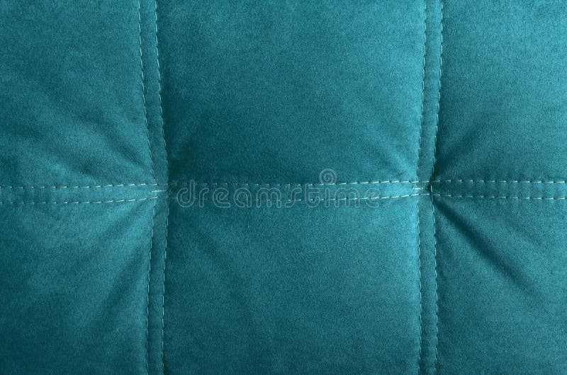 Closeup of Blue Cushion with Thread Stitches. Velvet Texture As a ...