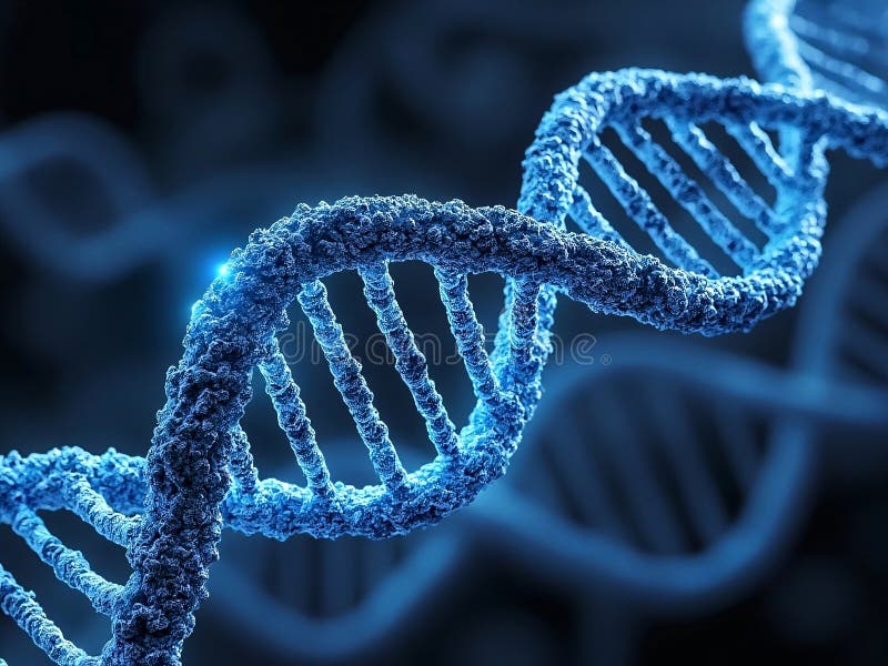 Closeup of Blue DNA Molecule Gene Structure Containing Genetic Code for ...