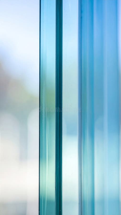 Closeup of Blue Glass Panels with Vertical Lines Stock Illustration ...