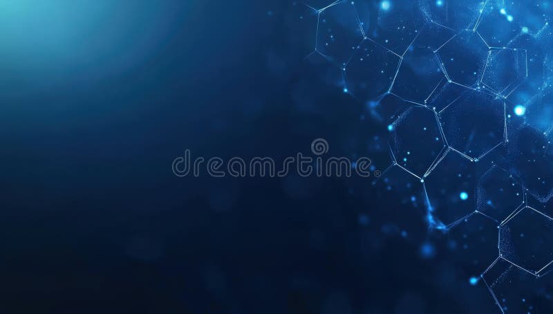 Closeup of a Blue Hexagon Pattern on a Dark Background Stock Image ...