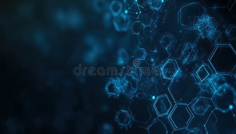 Closeup of a Blue Hexagon Pattern on a Dark Background Stock Image ...