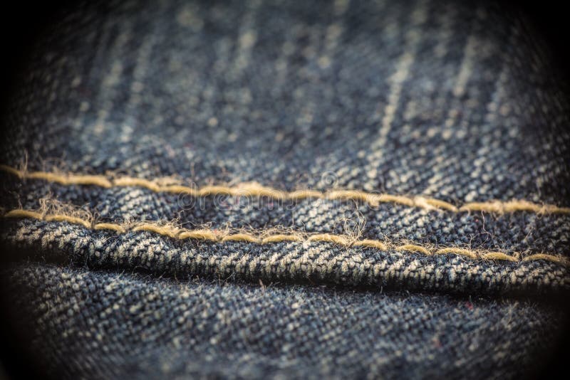 Closeup on Blue Jeans Stitching and Button Stock Image - Image of ...