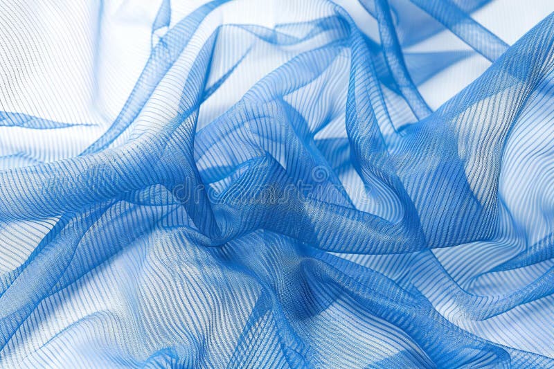 A Closeup of Blue Mesh Fabric with Visible Grid Patterns, Set Against a White Background. the ...