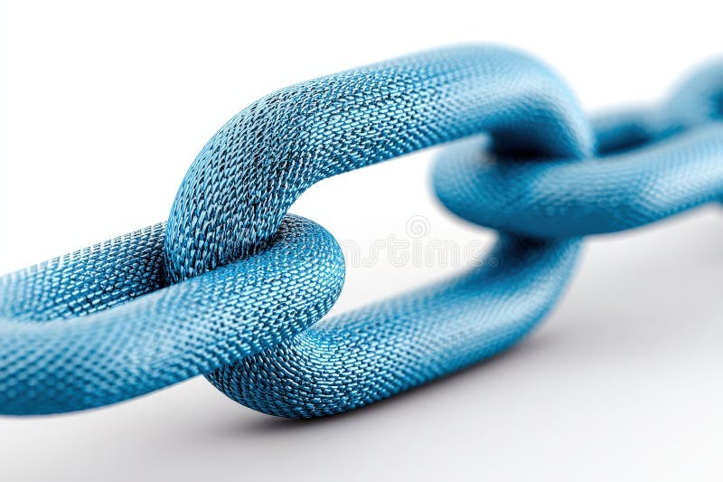 Closeup of Blue Metallic Chain Link Isolated on Neutral Surface ...