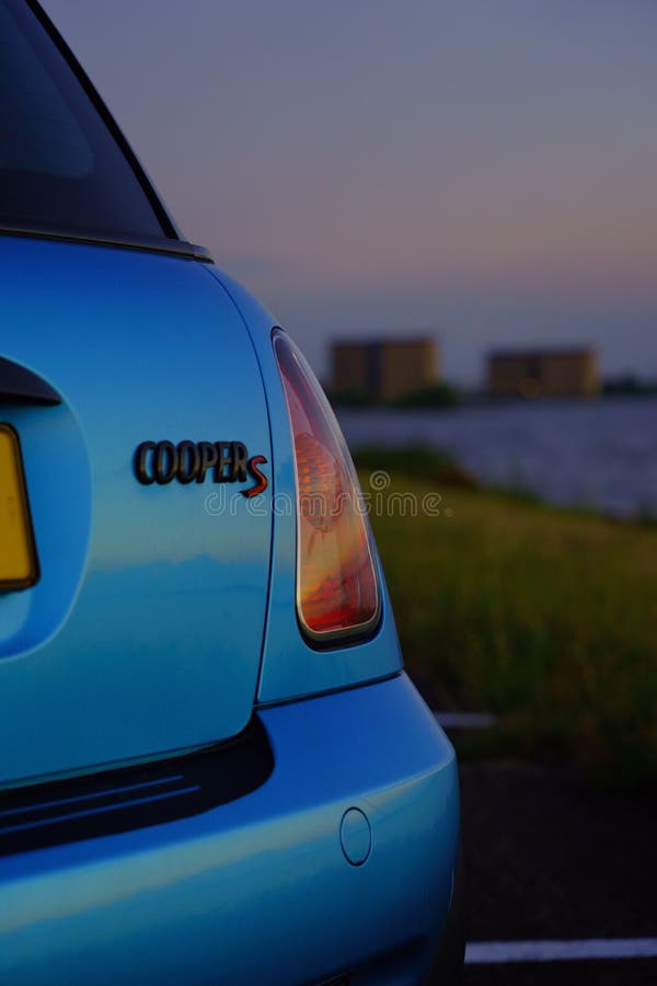 Closeup of Blue Mini Cooper S R53 Lights Editorial Photography - Image ...