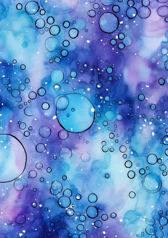 Closeup of a Blue and Purple Pattern with White Bubbles on a Gal Stock ...