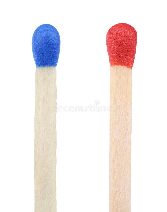 Closeup of Blue and Red Matches Stock Image - Image of danger ...