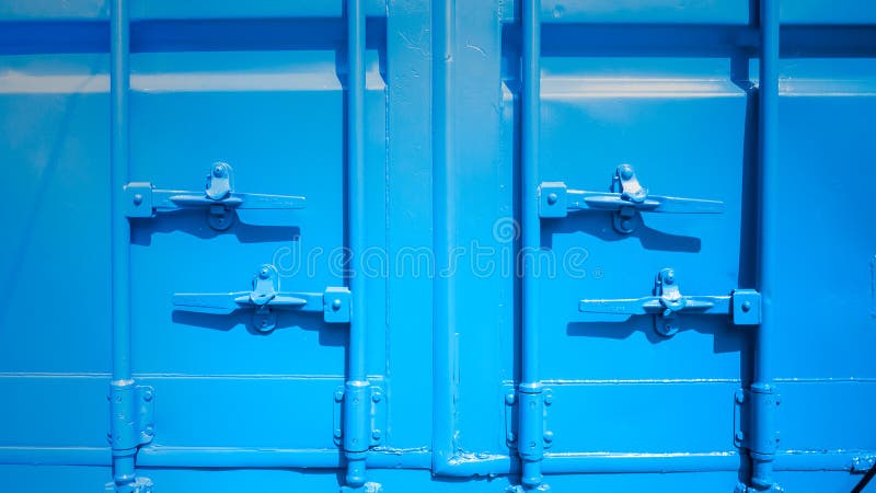 Closeup of Blue Shipping Container Stock Image - Image of organization ...