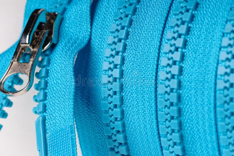 Closeup of a Blue Zipper on a White Background Stock Image - Image of ...