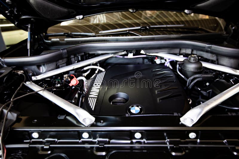 Closeup of BMW Engine Compartment Editorial Stock Photo - Image of ...