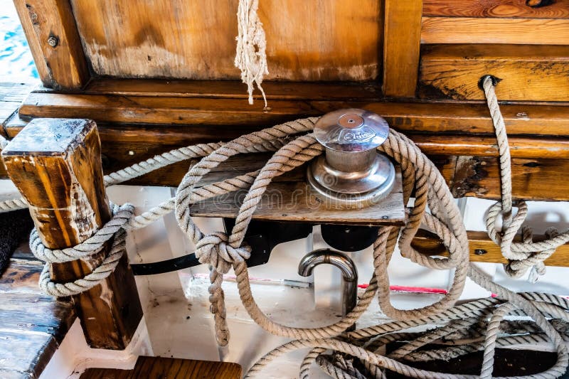 Closeup boat ropes stock photo. Image of roping, rough - 274436660