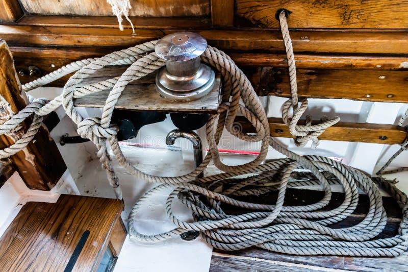 Closeup boat ropes stock photo. Image of mooring, transportation ...