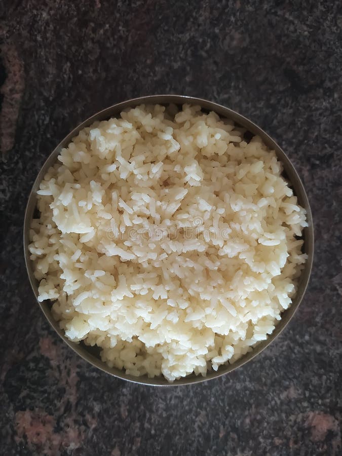 Closeup of Boiled Rice in a Bowl Isolated on a Floor Stock Image ...