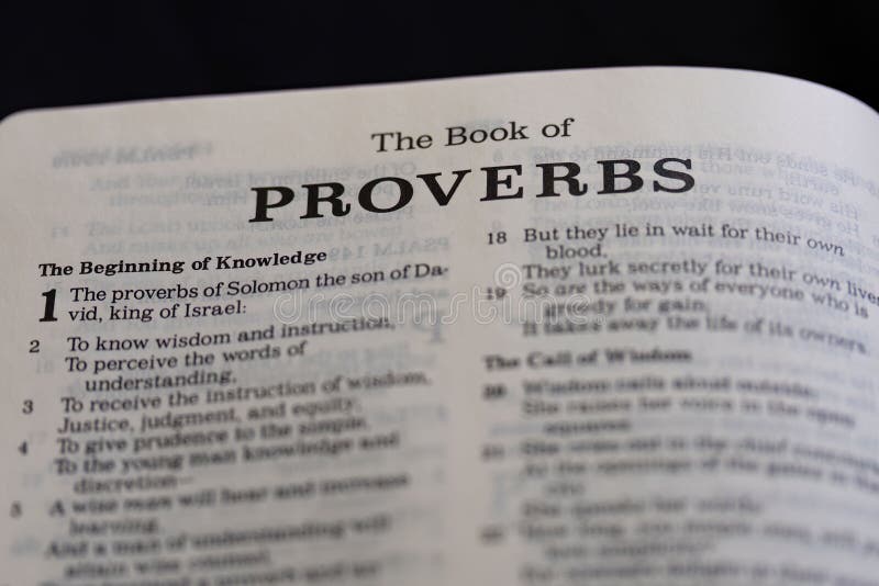 Closeup of "the Book of Proverbs" in Holy Bible Stock Image - Image of ...