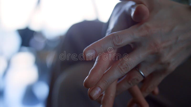 Closeup Boss Hands Folding Together at Office. Woman Thinking or Making ...