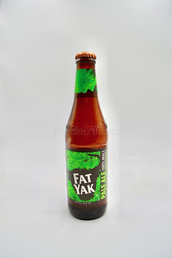 A Closeup of a Bottle of Fat Yak Pale Ale Against a White Background ...