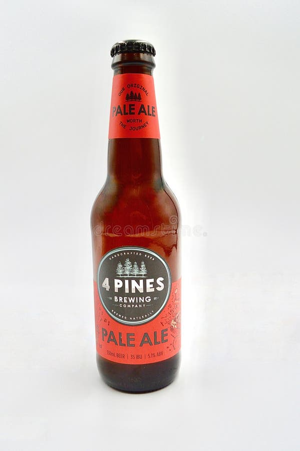 A Closeup of a Bottle of 4 Pines Pale Ale Against a White Background ...
