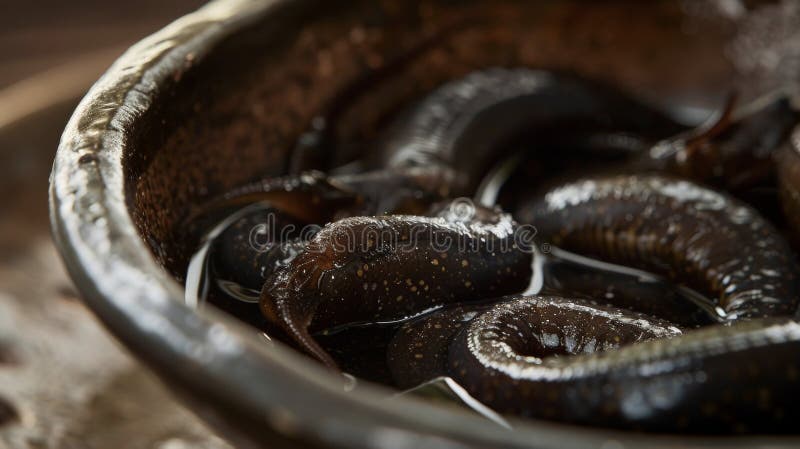 A Closeup of a Bowl Filled with Leeches Used in Traditional Leech ...