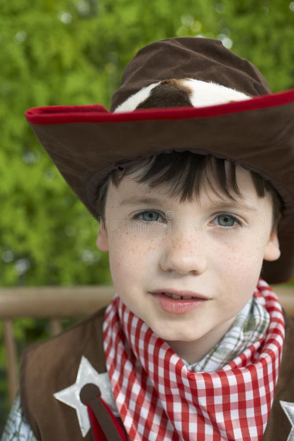Closeup of Boy in Cowboy Costume Stock Photo - Image of portrait ...