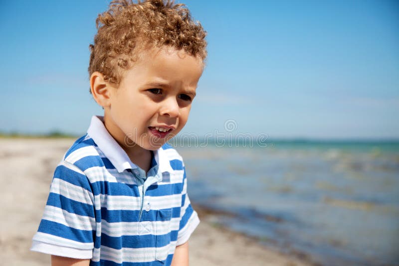 Closeup of a Boy on a Sunny Beach Stock Image - Image of bright ...