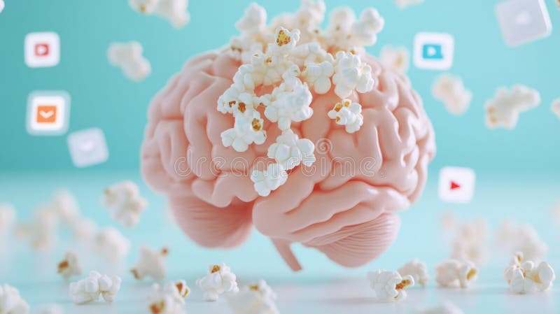 Popcorn Brain Overflow Digital Overload and Multitasking Visualization ...