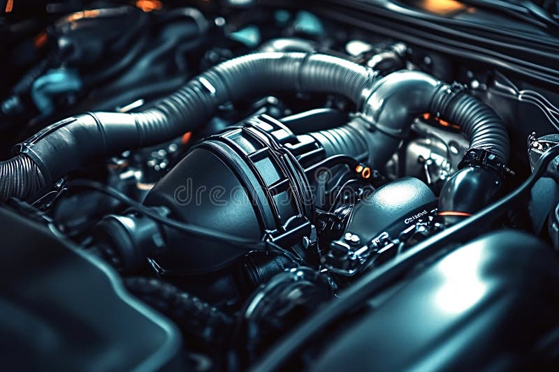 Powerful Car Engine and Chassis on Concrete Surface Stock Image - Image ...