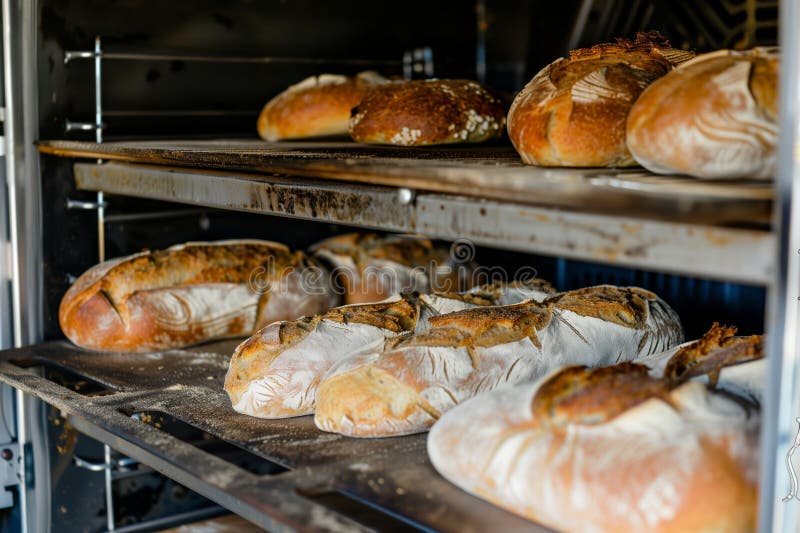 Closeup of Bread Loaves from Ovens Interior Perspective Stock Image ...