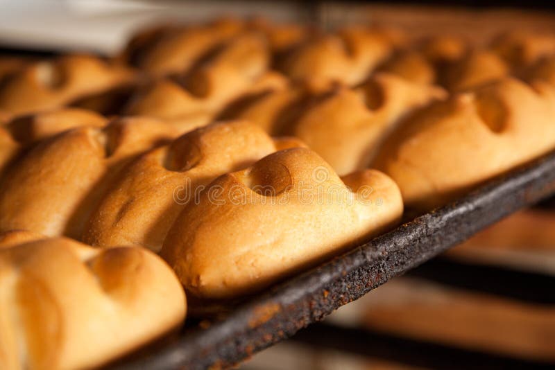 Closeup of Breads on Baking Tray Stock Photo - Image of dinner, focus ...