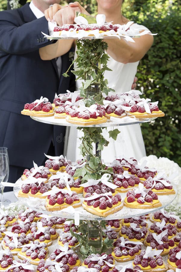 Raspberry wedding cake stock image. Image of decorated - 122943495