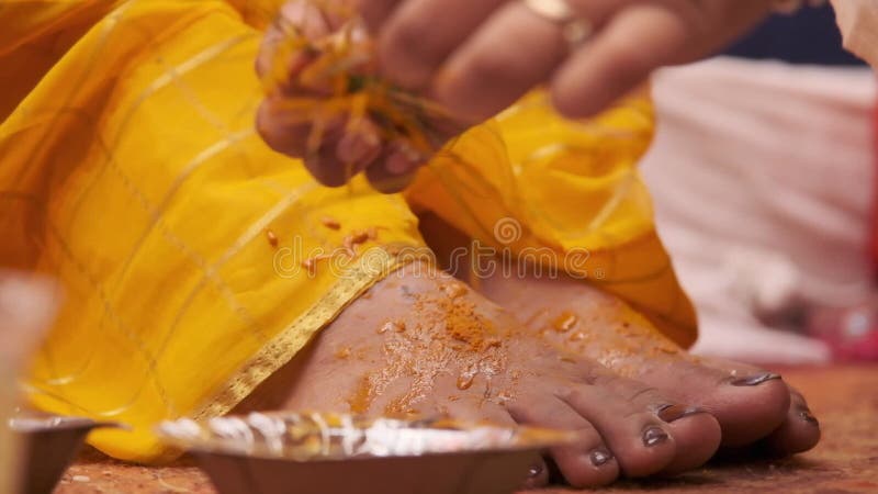 Closeup of Bride Feet during Haldi Ceremony in an Indian Wedding Stock ...