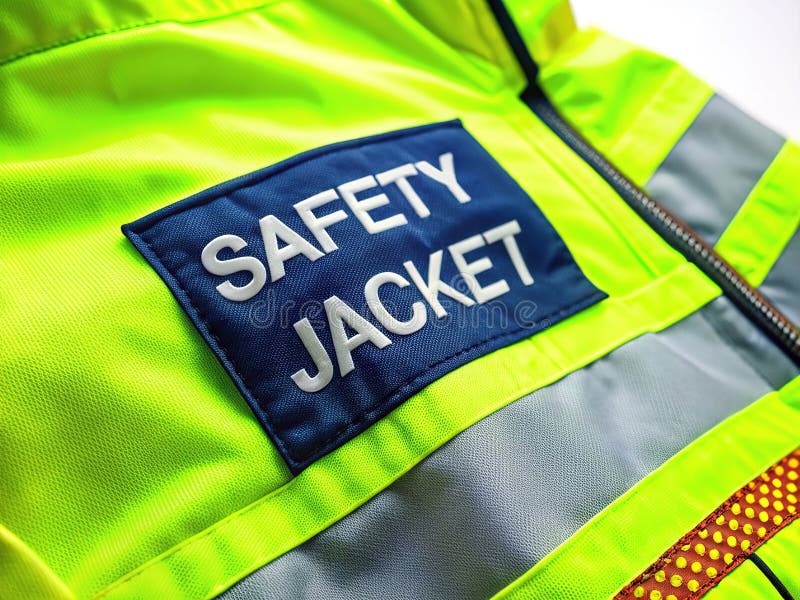 Closeup of a Bright Reflective Safety Jacket Ensuring Worker Protection ...