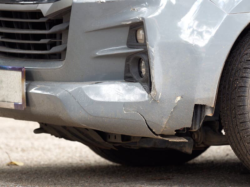 Closeup Broken Front Car Bumper Stock Image - Image of automobile ...