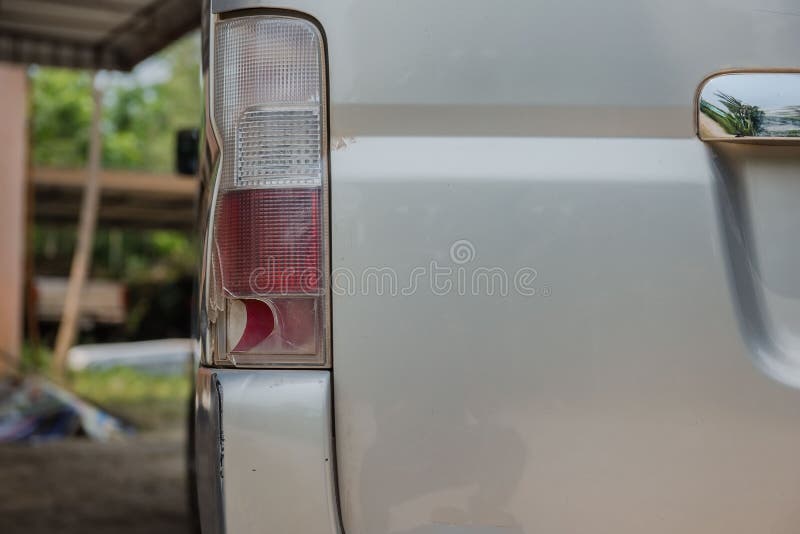 Closeup Broken Rear Light at Back Car Stock Image - Image of crash ...