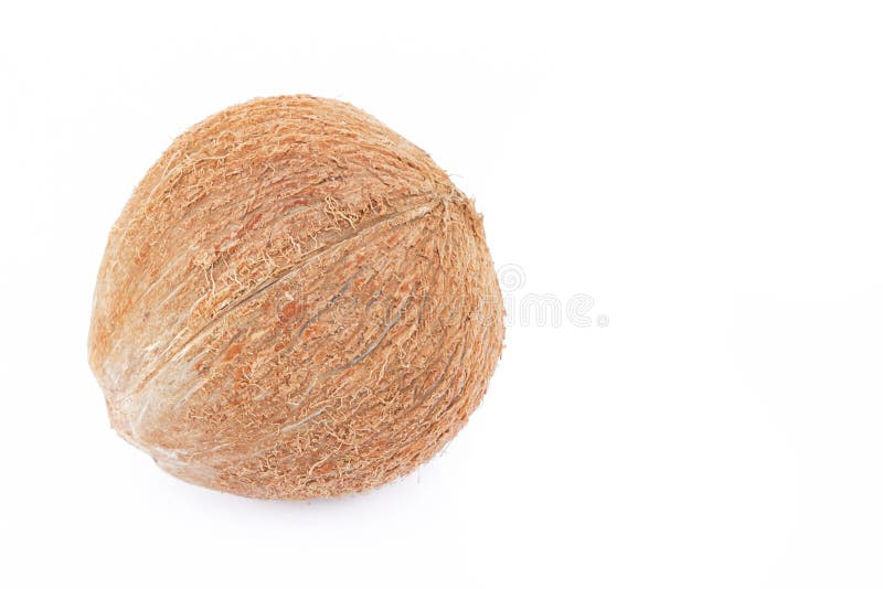 Closeup Brown Coconut Shell on a White Background, Raw Material Stock ...